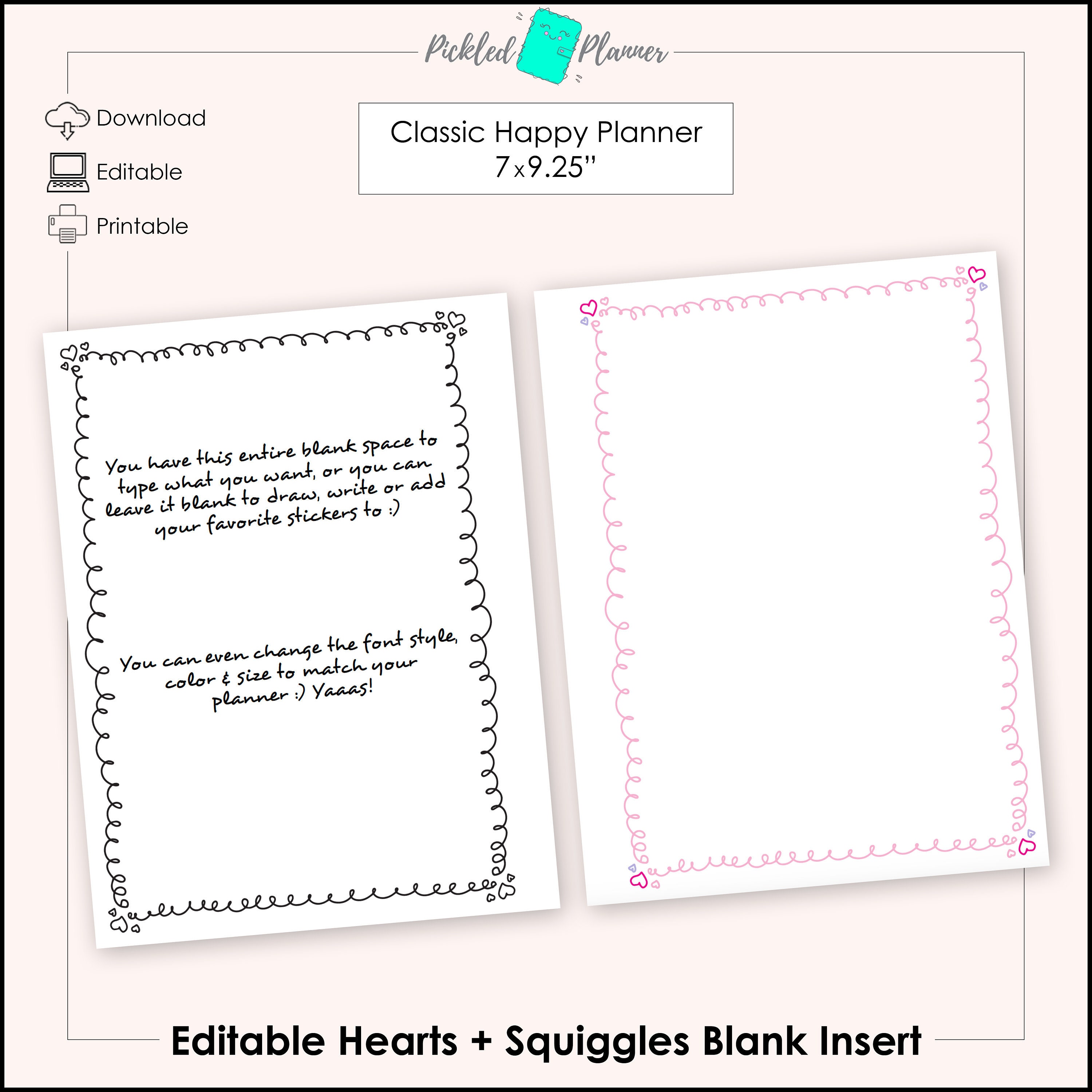 Editable Hearts Squiggles Printable Blank Printable | Etsy