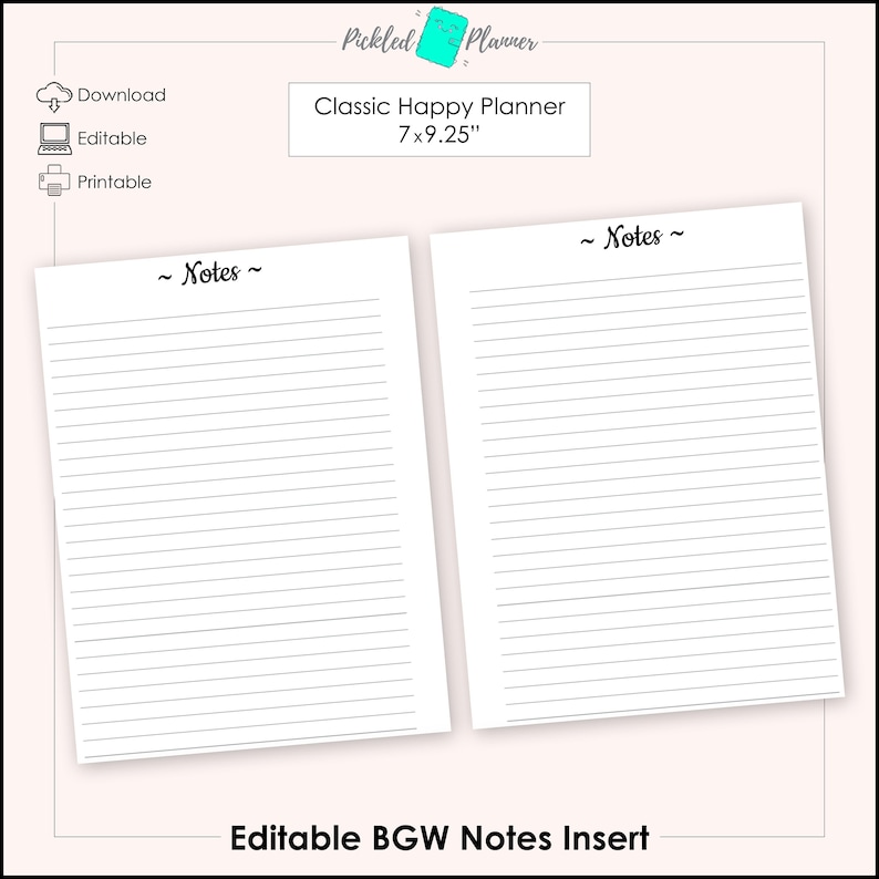 Editable Fancy Black Gray & White Notes Printable - Etsy