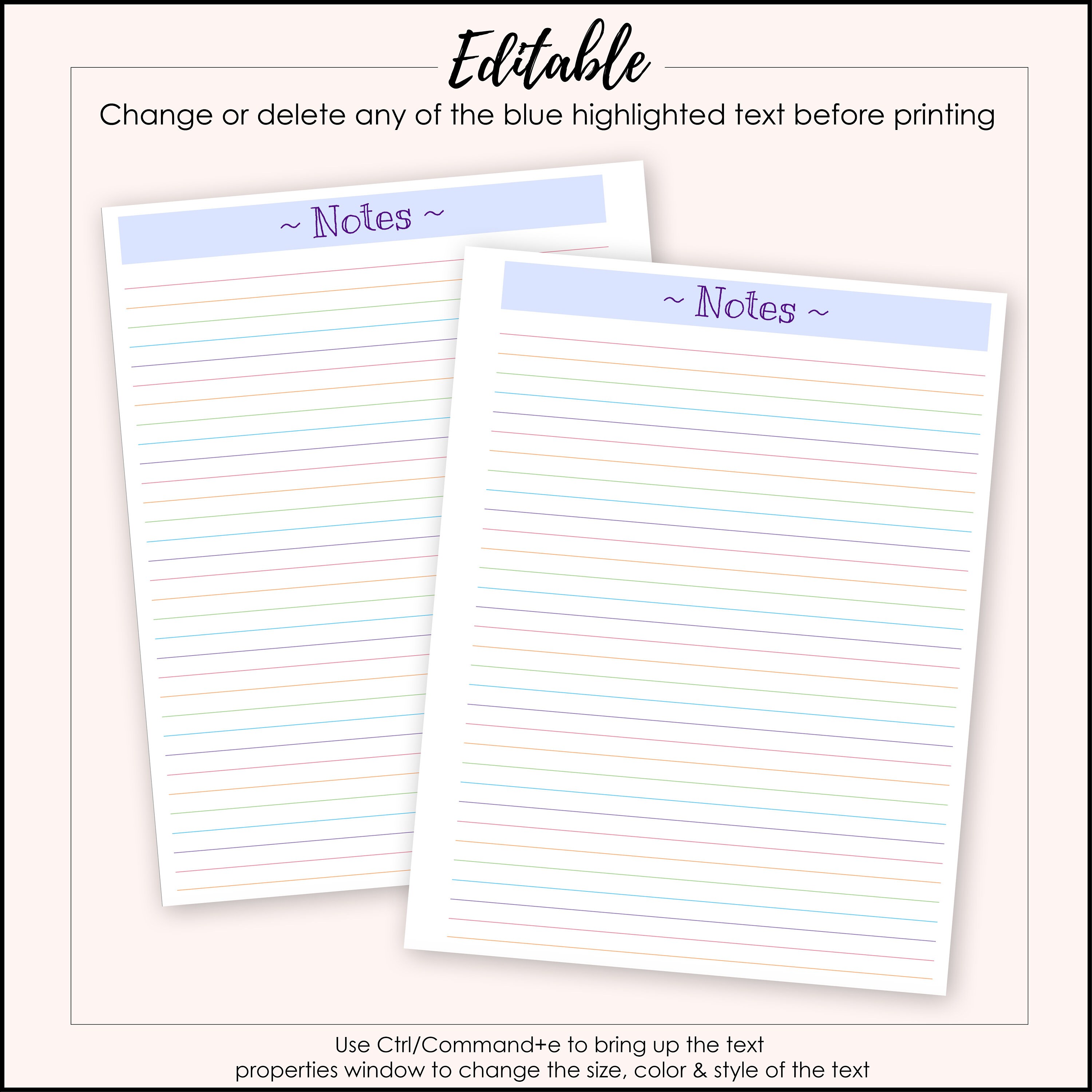 Editable 6 Designs Notes Planner/binder Printable BUNDLE | Etsy