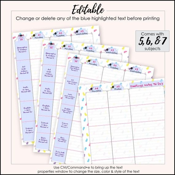 Editable Cheetah Undated TeacherHomeschool PlannerBinder Printable ...