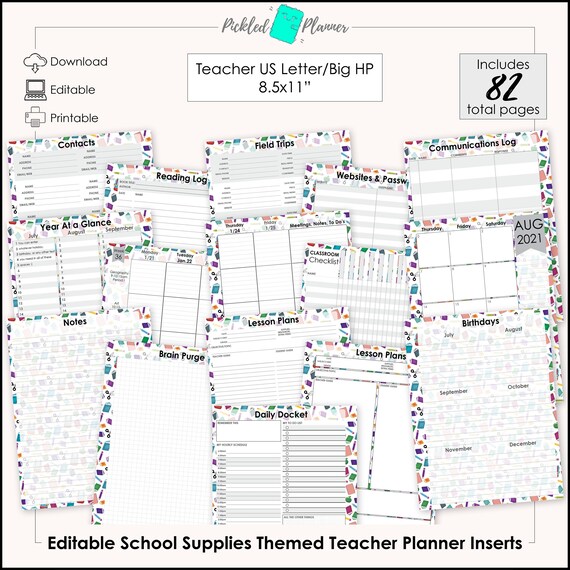 Editable Cheetah Undated TeacherHomeschool PlannerBinder Printable ...