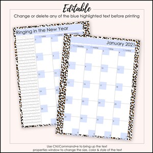 Editable Wild Cheetah Undated Monthly Planner/binder Printable 7x9.25 ...