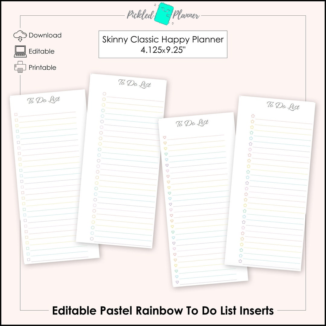 Editable Pastel Rainbow, Heart/star/square/circle to Do Lists/tasks ...