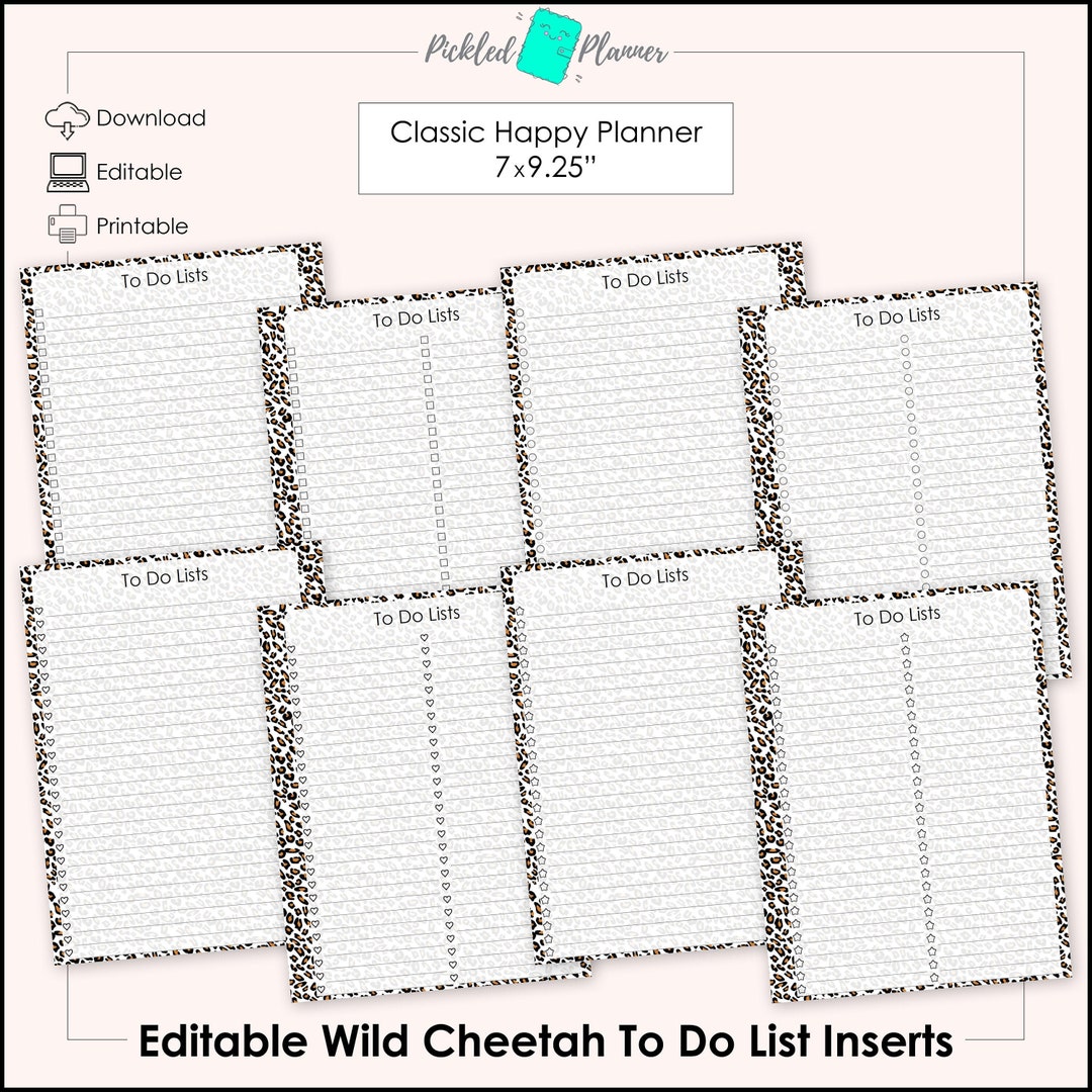 Editable Wild Cheetah Heart/star/square/circle to Do Lists/tasks ...