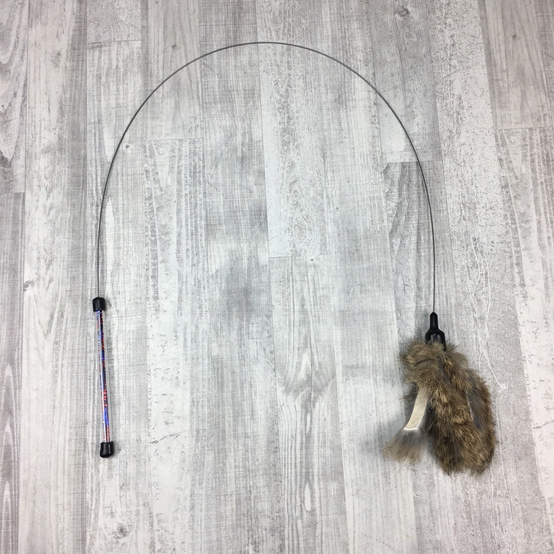 Cat Toy | XL Rabbit Fur on a Wire Cat Teaser Toy | Rabbit Skin Cat ...