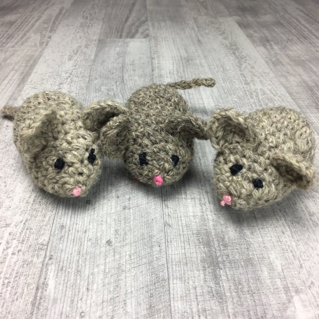 Cat Toy 3pc Crochet Mouse With Organic Catnip 100% Wool in and Out ...