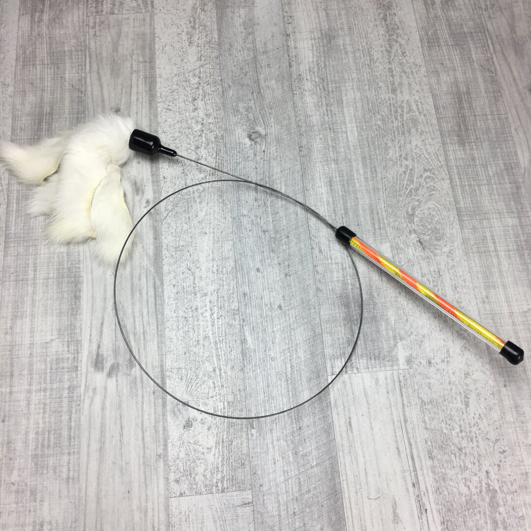 Cat Toy | XL Rabbit Fur on a Wire Cat Teaser Toy | Rabbit Skin Cat ...
