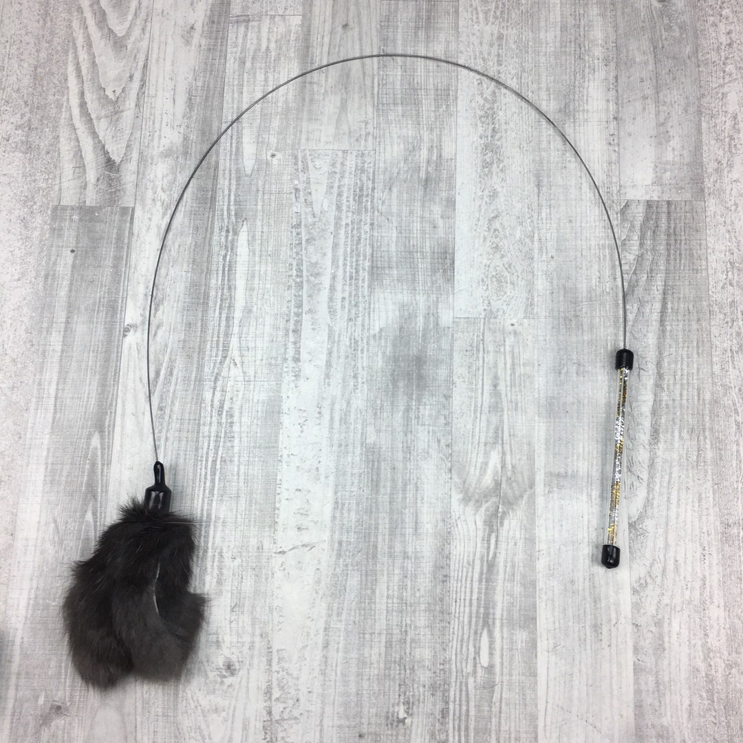 Cat Toy | XL Rabbit Fur on a Wire Cat Teaser Toy | Rabbit Skin Cat ...