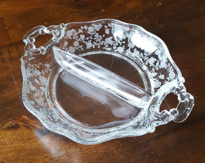 1930's Cambridge ROSE POINT 2-part Handled Relish Dish - Etsy