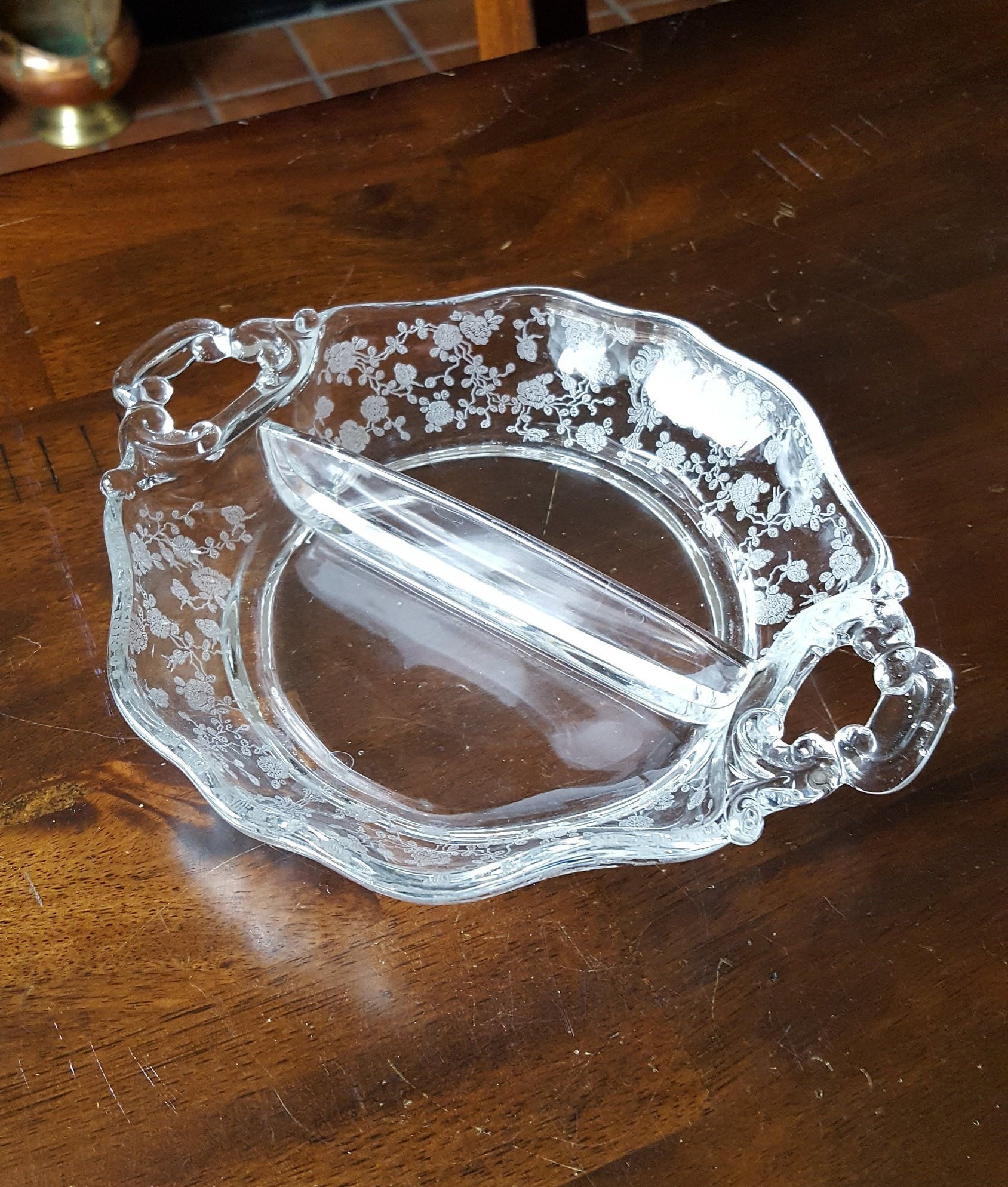1930's Cambridge ROSE POINT 2-part Handled Relish Dish - Etsy