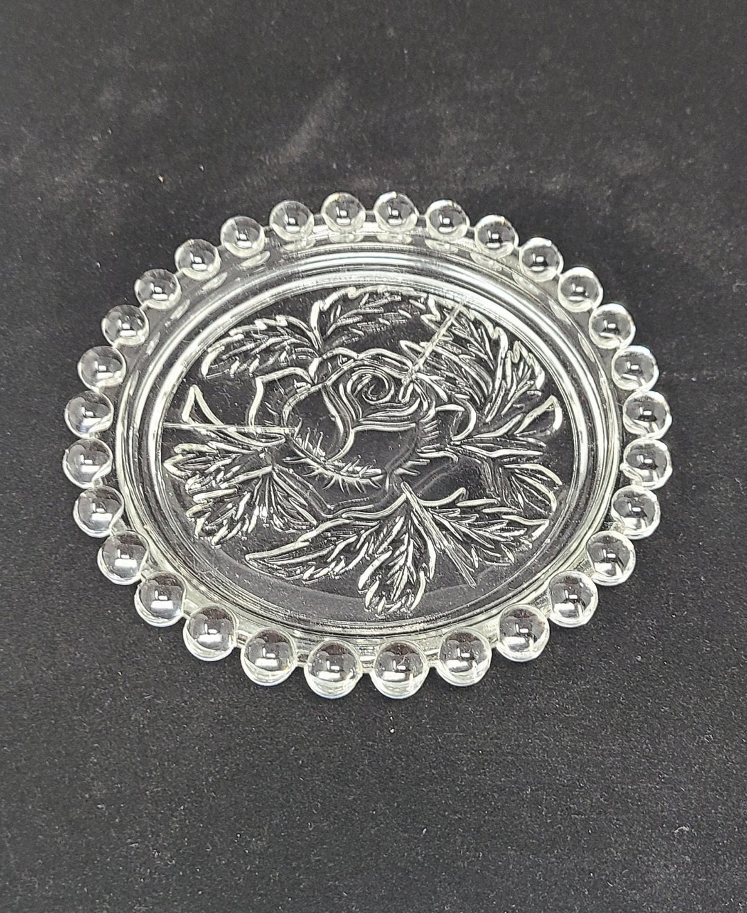 Vintage FOREVER CRYSTAL Intaglio Rose Coaster - Made in Germany - Etsy