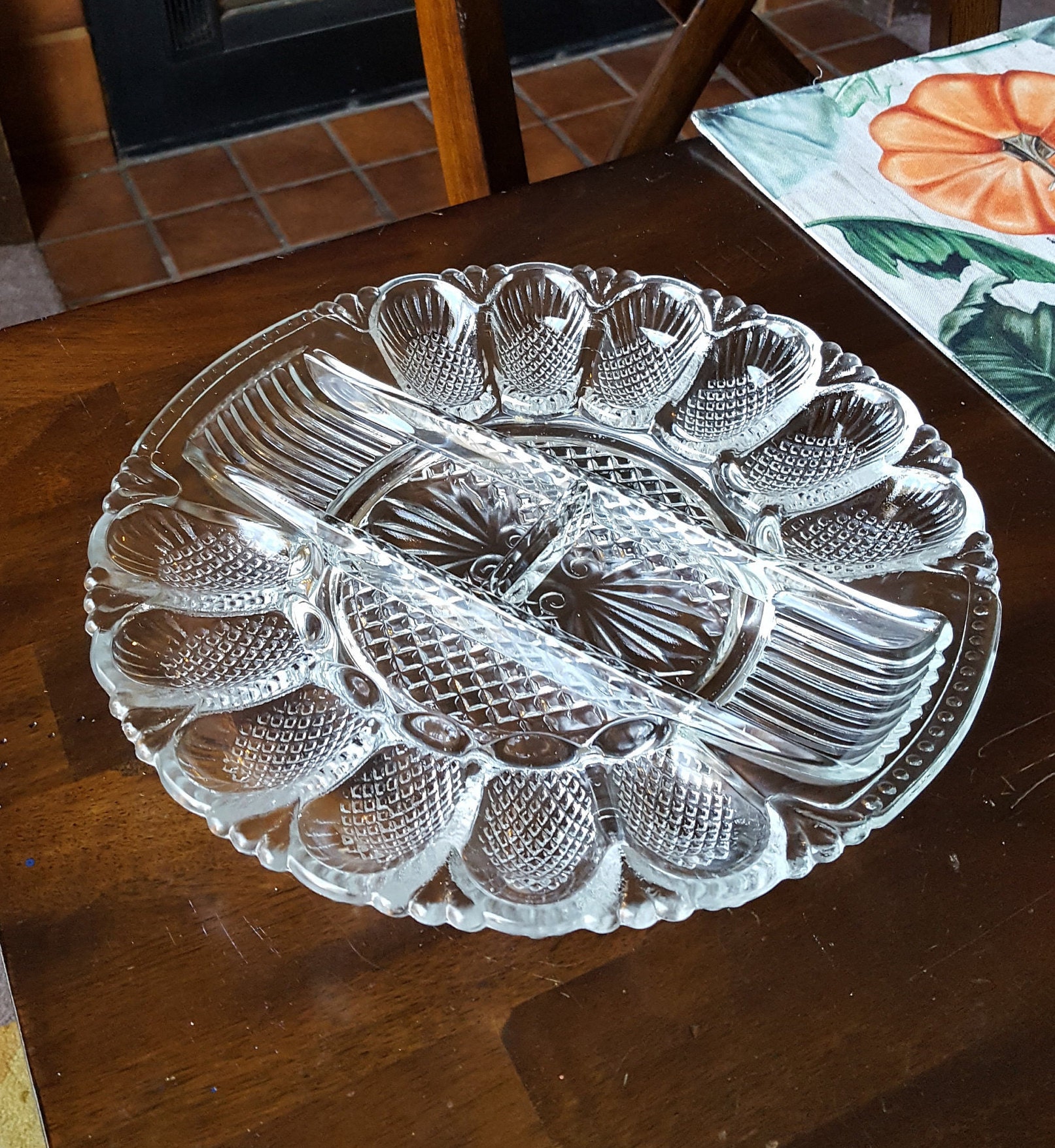1950'S L. E. Smith HERITAGE/567 Clear Glass Deviled Egg Plate and Relish Tray - Etsy