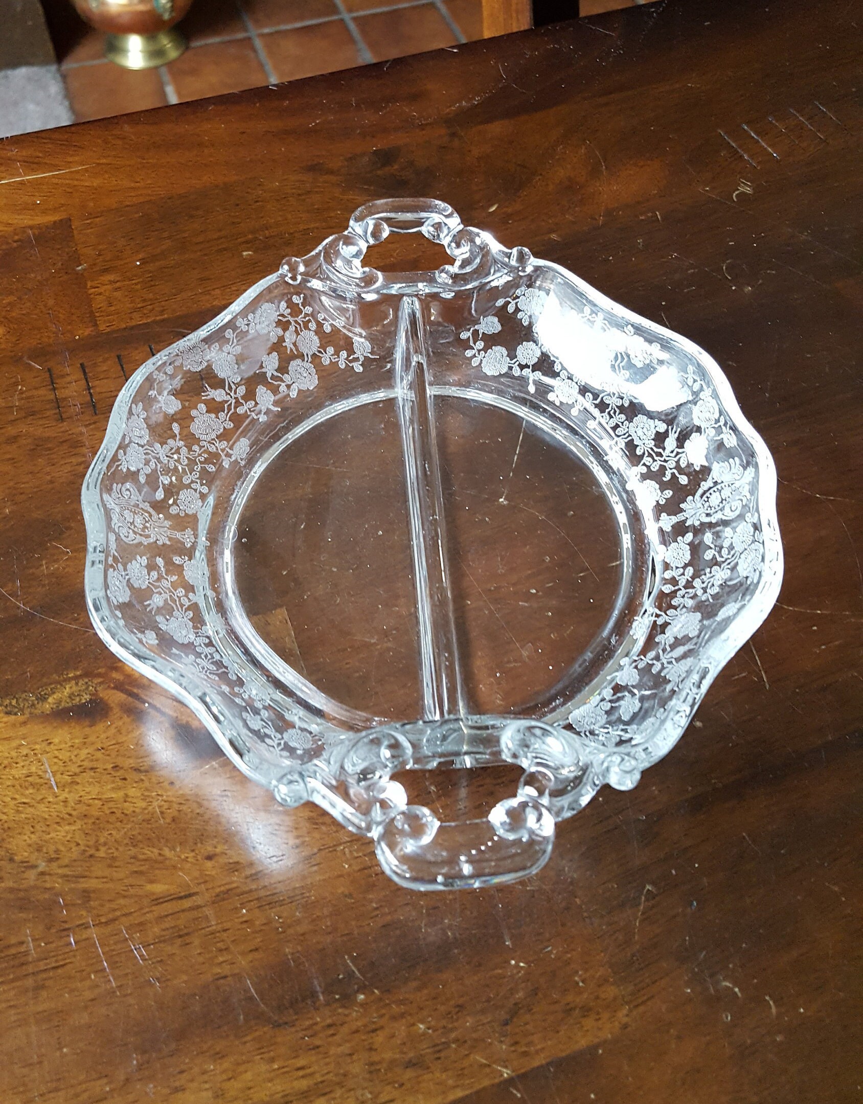 1930's Cambridge ROSE POINT 2-part Handled Relish Dish - Etsy