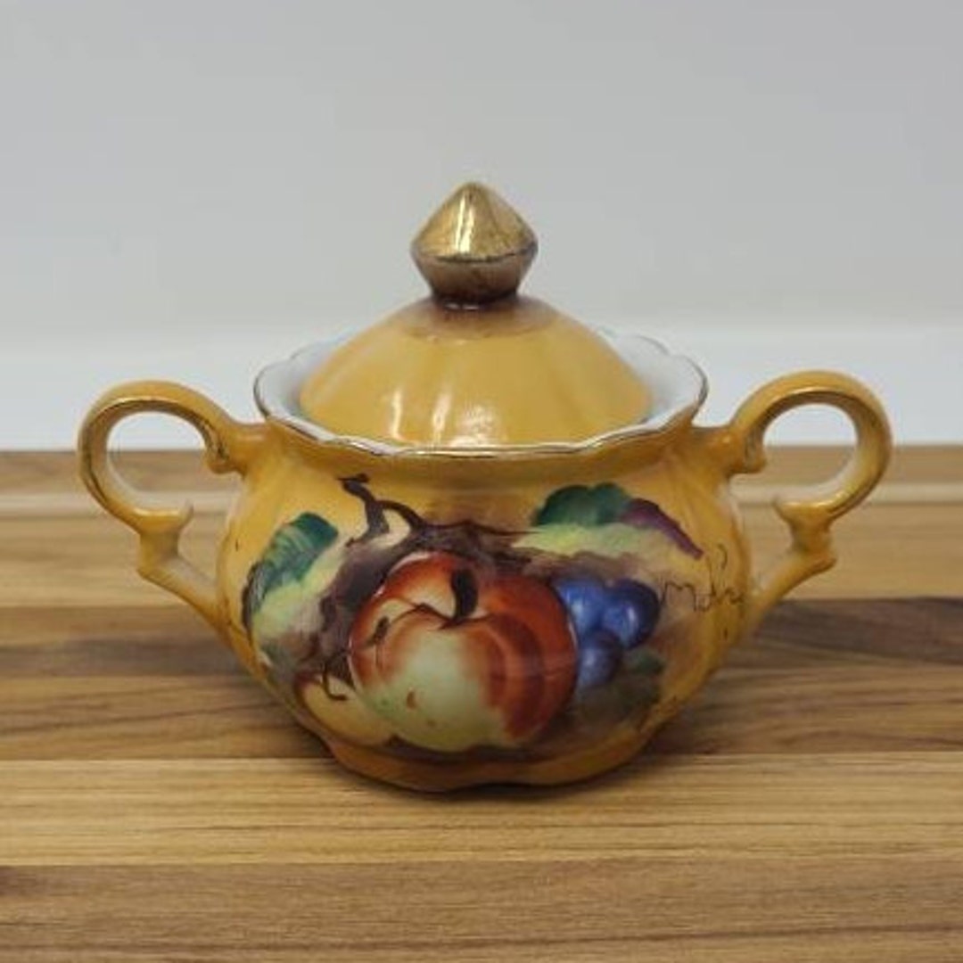 Vintage Chase Hand Painted Porcelain Sugar Bowl With Lid - Etsy