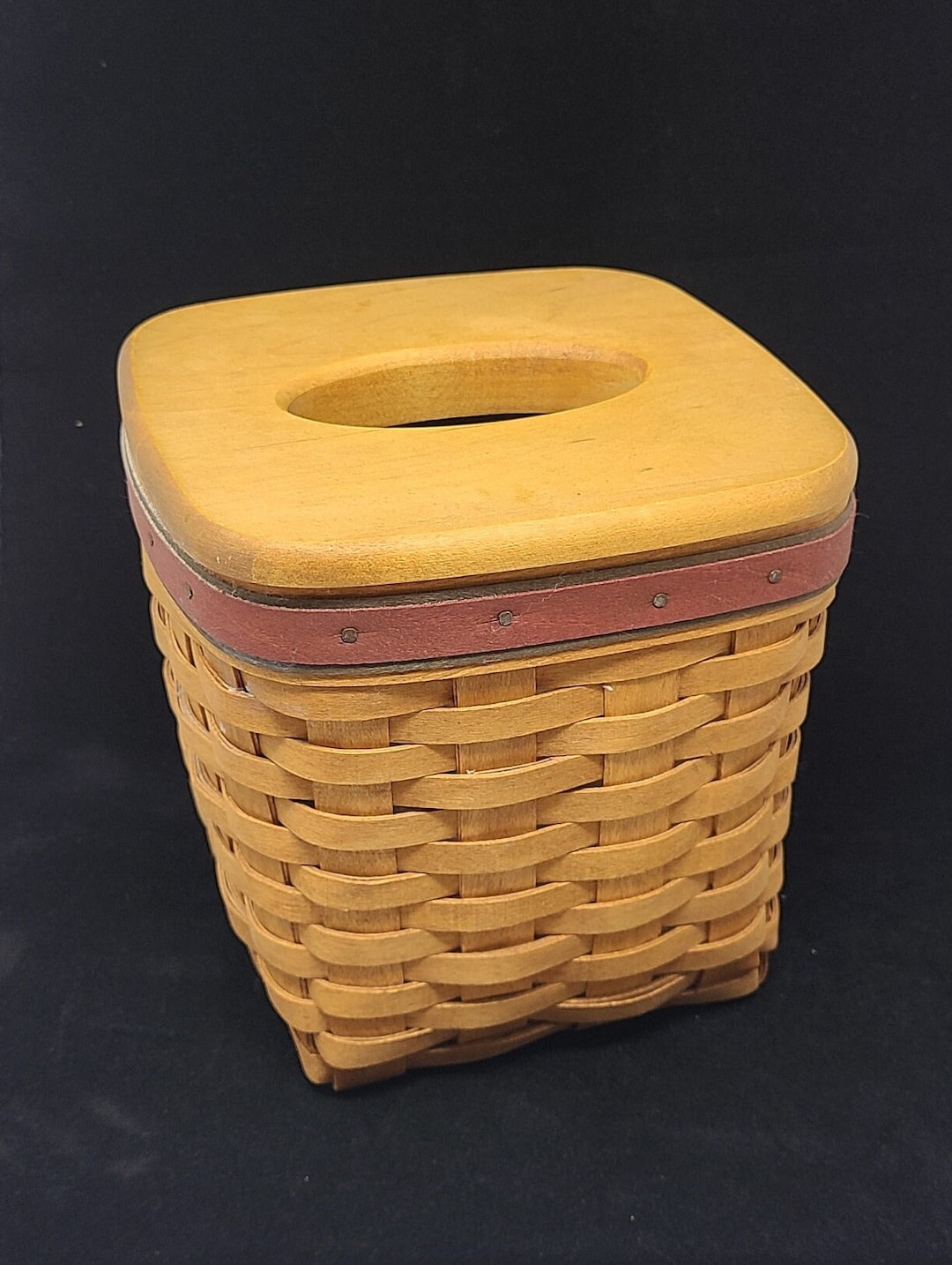 1994 Longaberger TALL TISSUE BASKET With Wooden Lid and Basket - Etsy