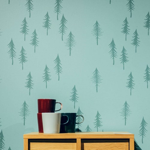 Nordic Forest Stencil Scandinavian Tree Stencil Tree - Etsy