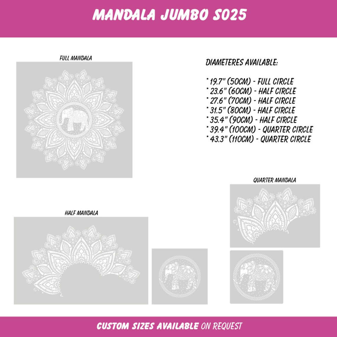 Stencil Mandala Elephant, Mandala Jumbo, Stencil Mandala Pattern for ...