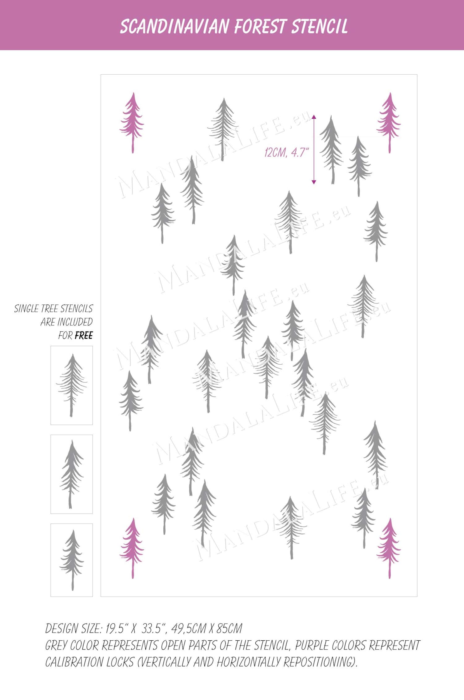 Nordic forest stencil Scandinavian tree stencil Tree | Etsy