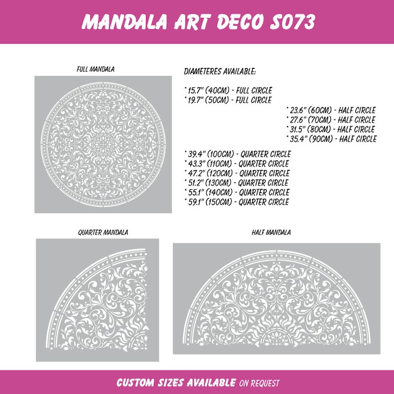 Stencil Mandala ART DECO, Stencil Mandala Pattern for DIY, Stencil for ...