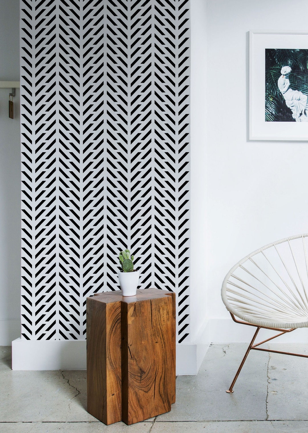 Chevron Wall Stencil - Geometric Pattern Stencil - Wallpaper Look ...