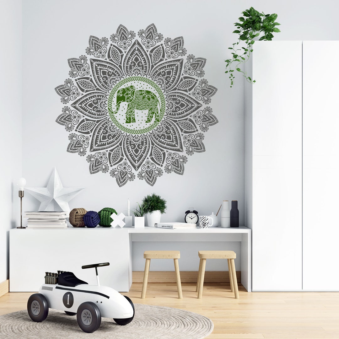 Stencil Mandala Elephant, Mandala Jumbo, Stencil Mandala Pattern for ...