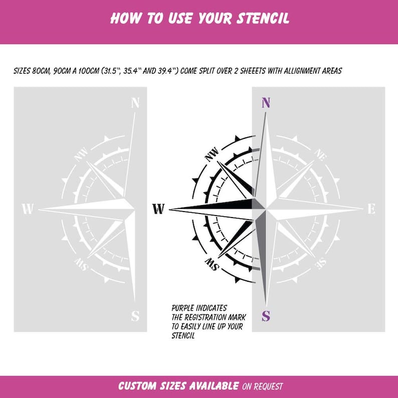 Compass Rose Stencil, Nautical Stencil, Compass Stencil, Circular ...
