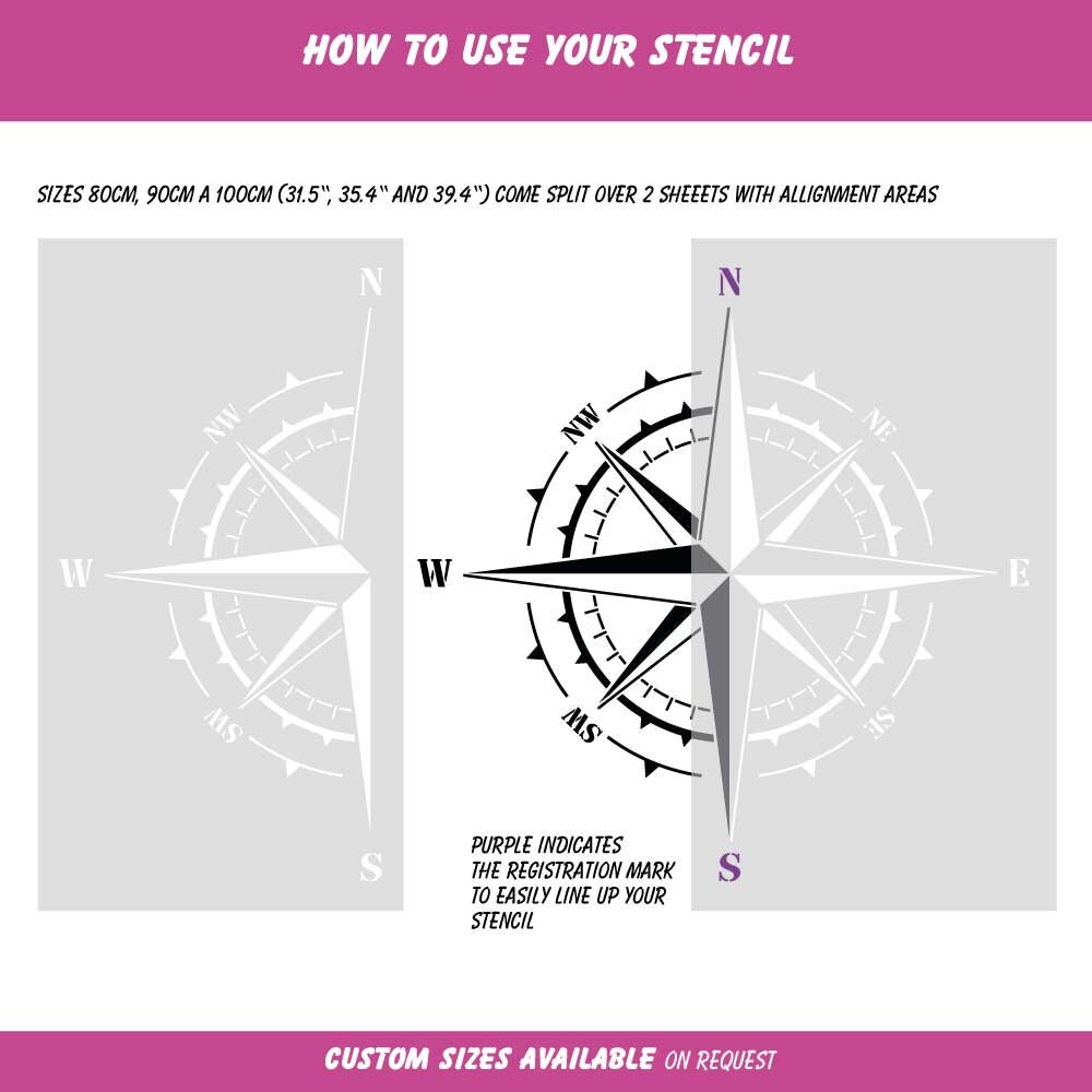 Compass Rose Stencil, Nautical Stencil, Compass Stencil, Circular ...
