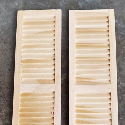 Dollhouse Miniature Shutters Louvered 1 Pair Unfinished Wood - Etsy