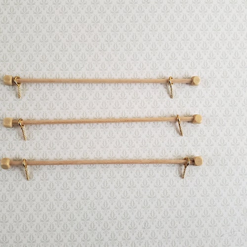 Dollhouse Miniature Curtain Rod Wood X3 1:12 Scale 4 - Etsy Australia