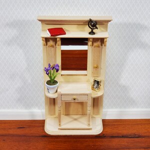 Dollhouse Hall Stand Table With Mirror Tall Unpainted Wood DIY 1:12 ...