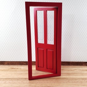 Dollhouse Door Exterior Front Door With Windows RED 1:12 Scale ...
