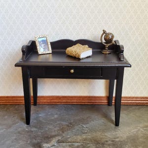 Dollhouse Miniature Writing Desk With Drawer Wood Black Finish 1:12 ...
