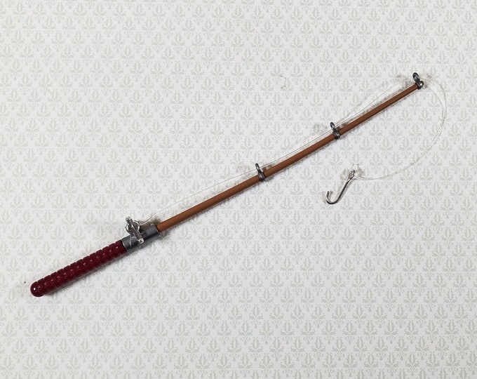 Dollhouse Fishing Rod & Reel Pole 6 Long 1:12 Scale Miniature Accessory ...