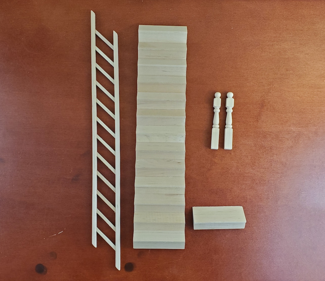 Dollhouse Stairs KIT Stairway With Assembled Railing 1:12 Scale ...