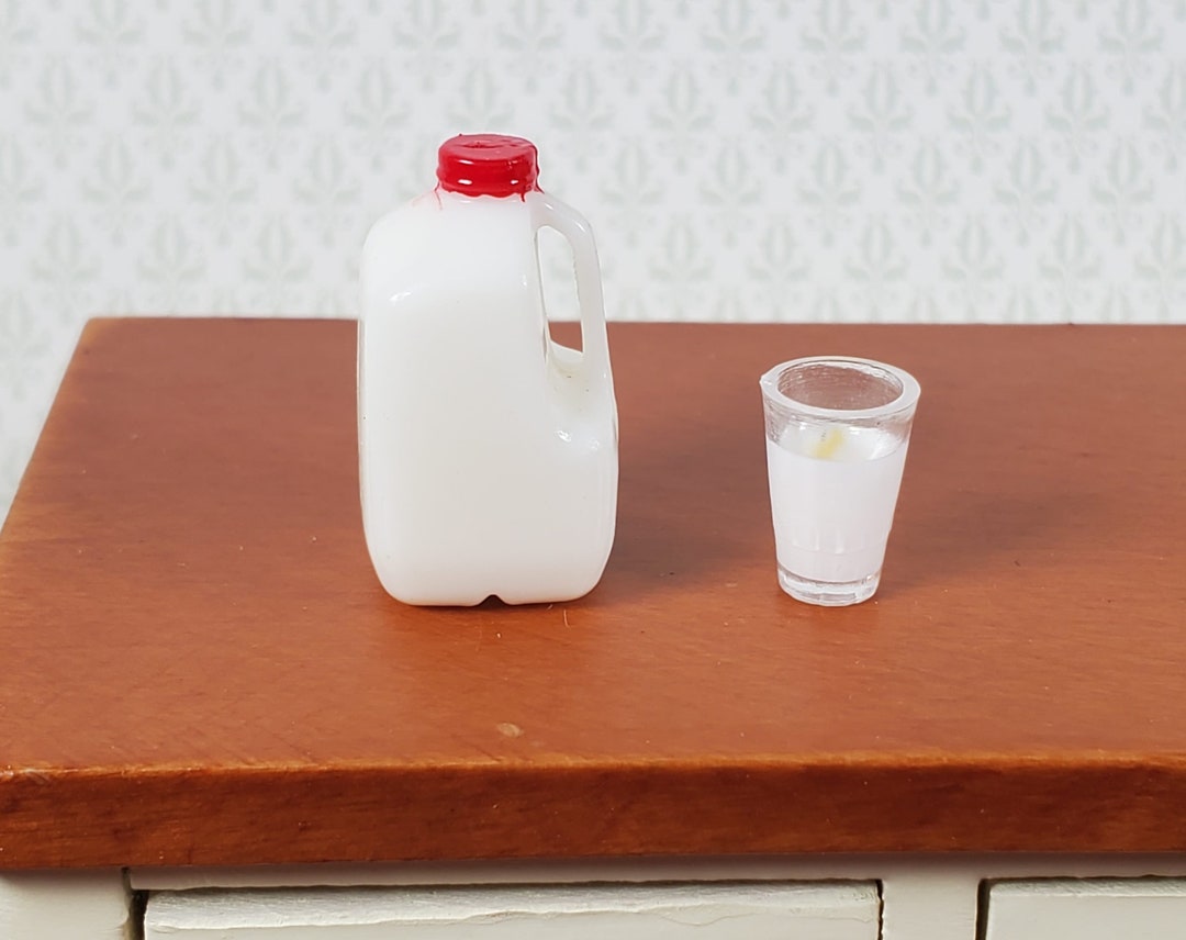 Dollhouse Gallon of White Milk With Filled Cup 1:12 Scale Miniature ...