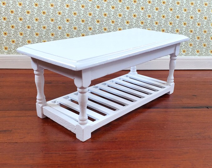 Dollhouse Large Kitchen Prep Table W/ Shelf White 1:12 Scale Miniature ...