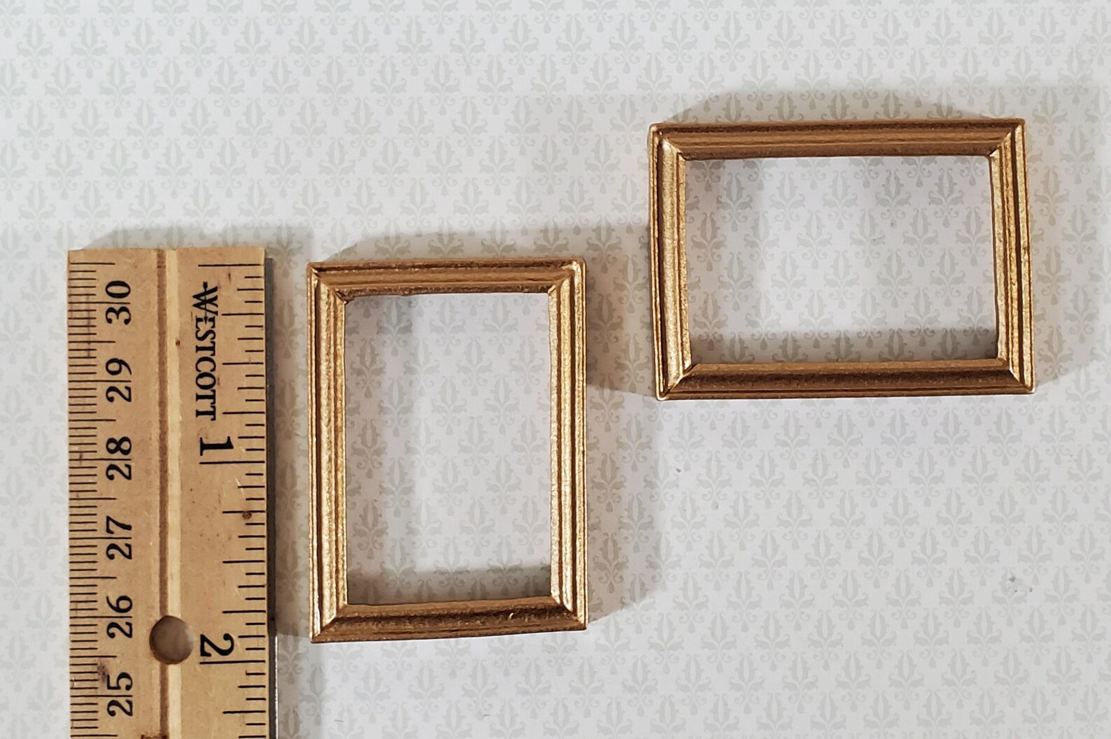 Dollhouse Picture Frame Set of 2 Small Gold for Paintings 1:12 Scale ...
