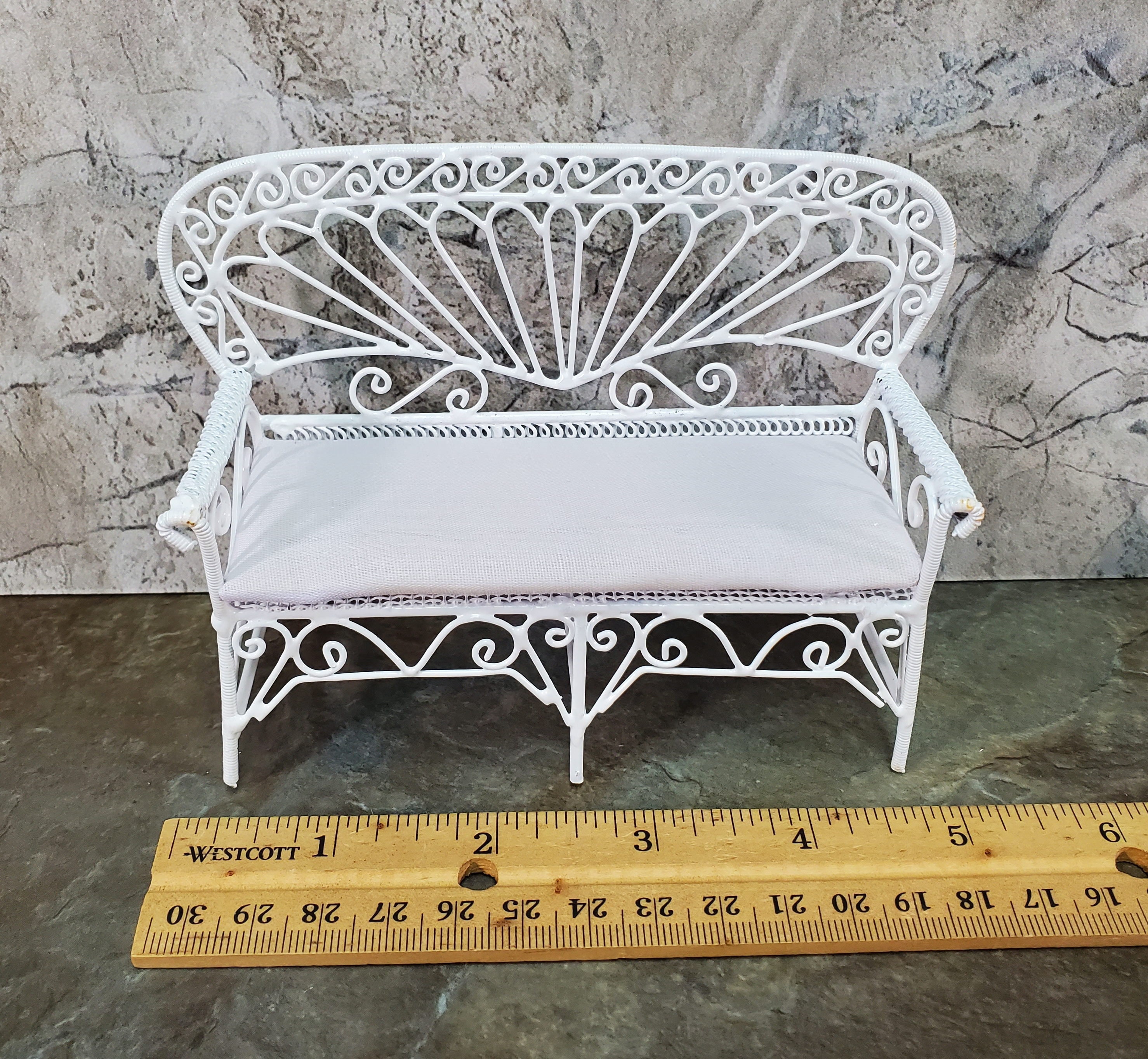 Dollhouse Patio Settee Sofa White Metal 1:12 Scale Miniature - Etsy