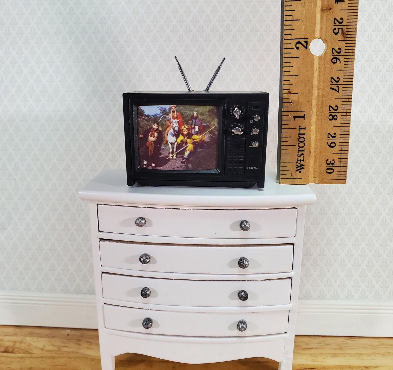 Dollhouse Television TV Set Retro 1970s Style Black Miniature | Etsy