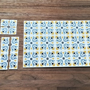 Dollhouse Miniature Tile Floor Sheet Blue/gray & Rust 1:12 Scale World ...