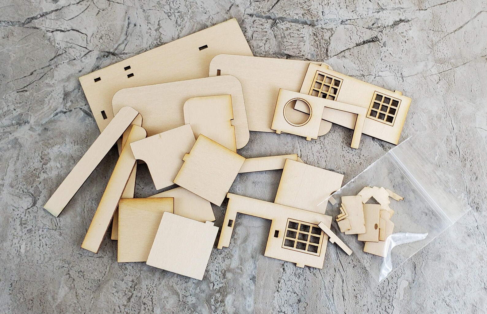 Dollhouse Miniature 1:144 Scale KIT House Art Deco Style With Fireplace ...