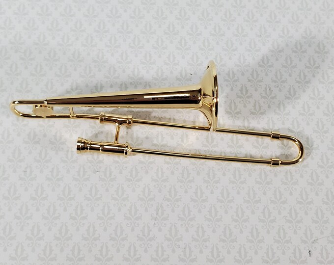 Miniature Trombone 3 1/4 Instrument Prop Model 1:12 Scale Metal With ...