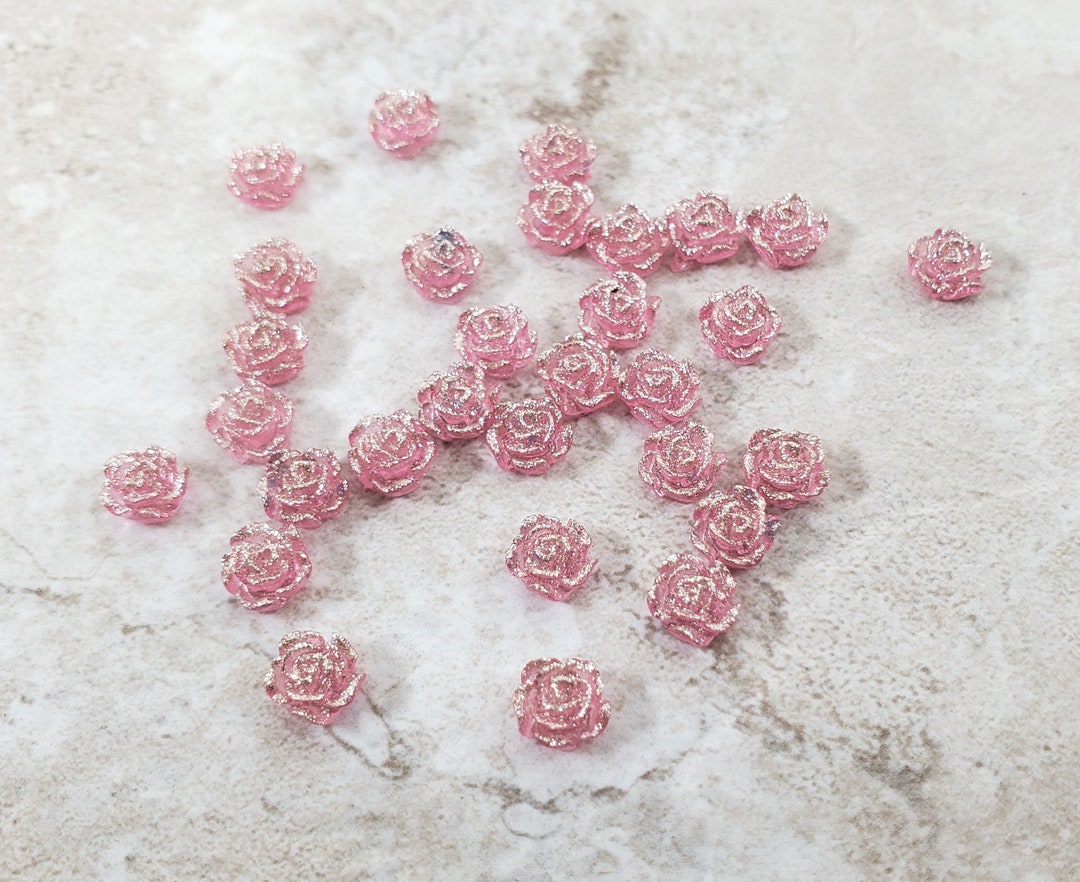 Tiny Pink Roses Resin 3D Flat Back 30 Pieces 1/4 Embellishments ...