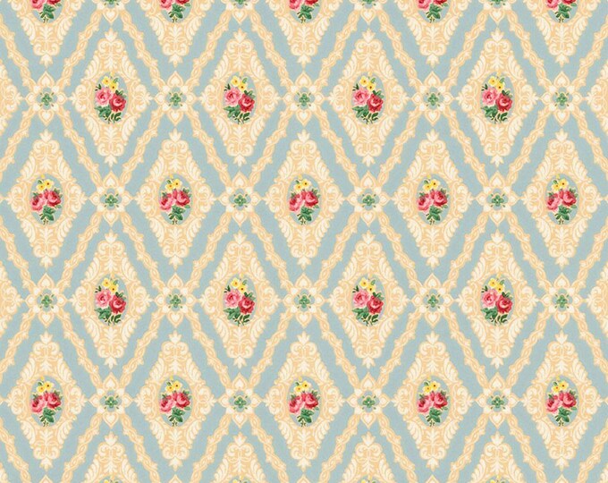 Dollhouse Wallpaper Blue Diamond Floral Victorian Bradbury & Bradbury 1 ...