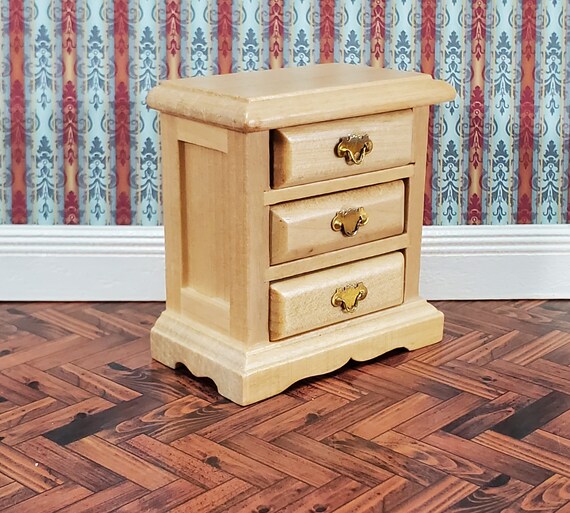 Dollhouse Side Table or Nightstand With 3 Drawers Light Oak - Etsy