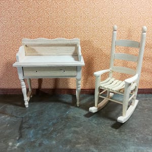 Dollhouse Miniature Rocking Chair Classic Ladderback 1:12 Scale ...