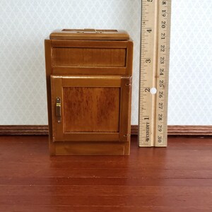 Dollhouse Miniature Ice Box Fridge Light Walnut Finish 1:12 Scale Wood ...