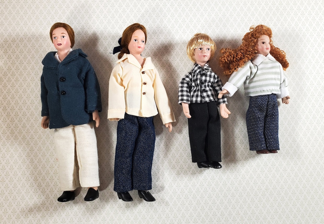 Dollhouse Family People Porcelain Dolls Modern Poseable 1:12 Scale ...