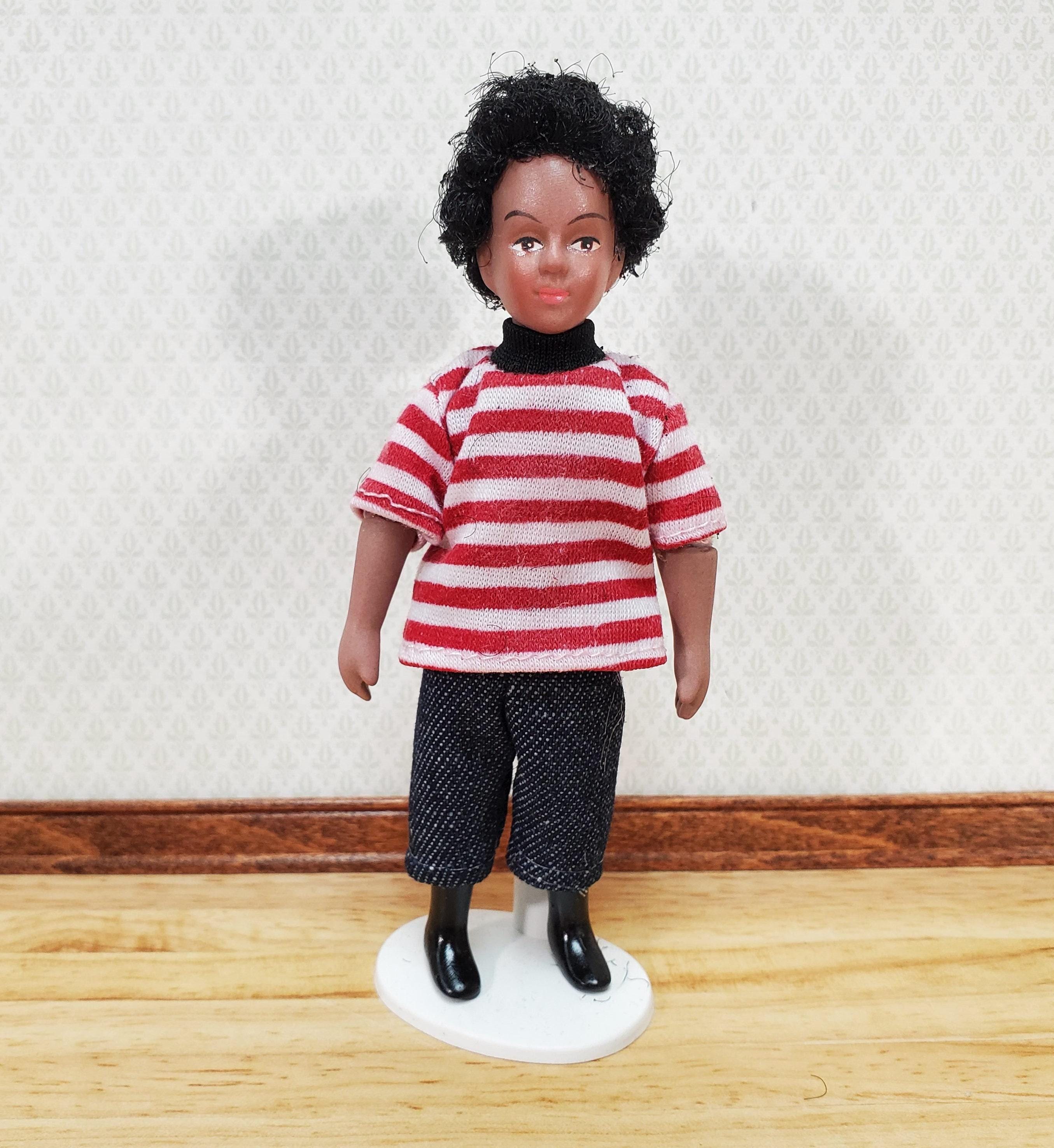Dollhouse Modern Boy Black Brown Doll Male Son Brother Porcelain Poseable 1 12 Scale Miniature Etsy Australia