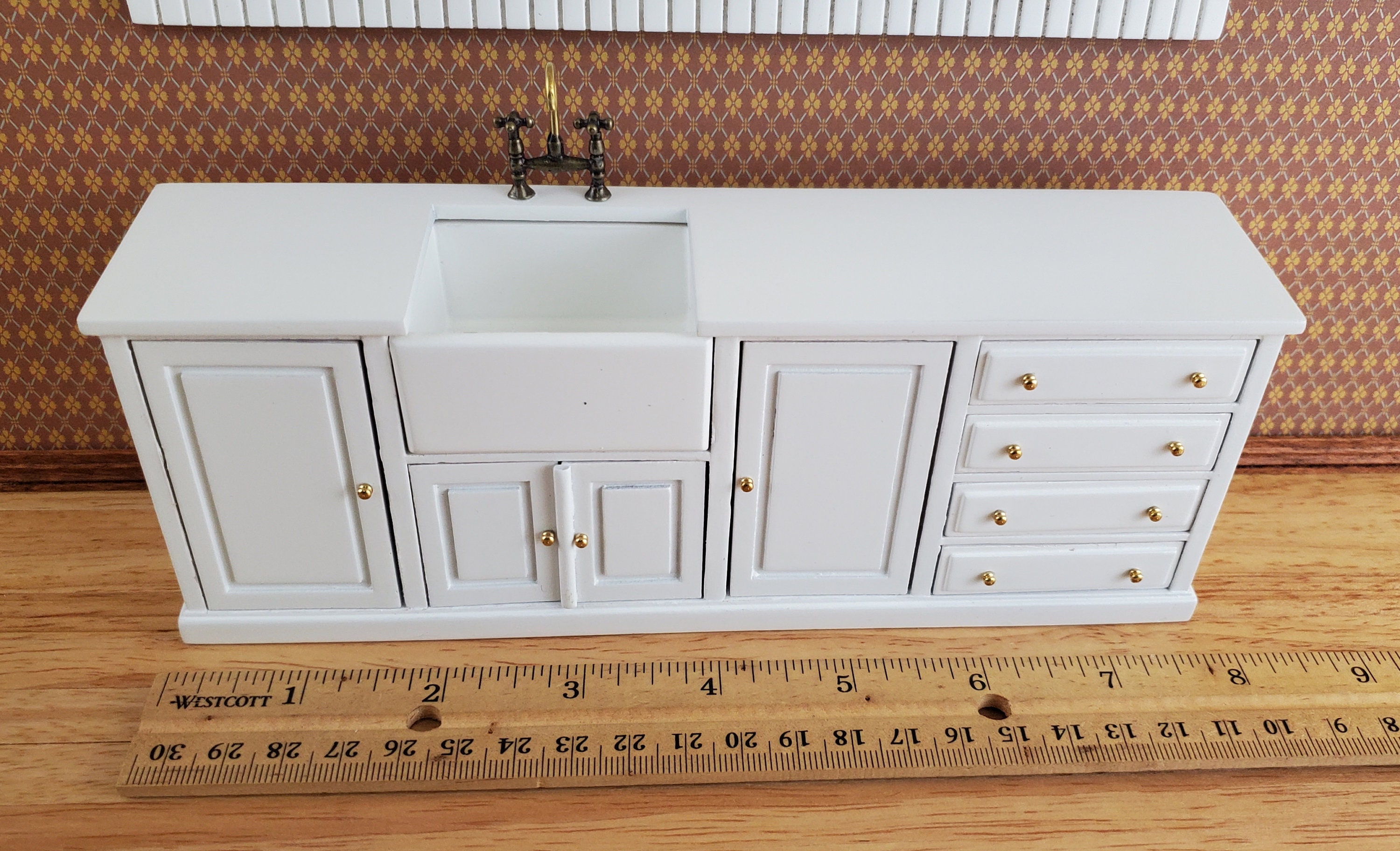 JBM Dollhouse Kitchen Sink Cabinet & Wall Plate Shelf White - Etsy